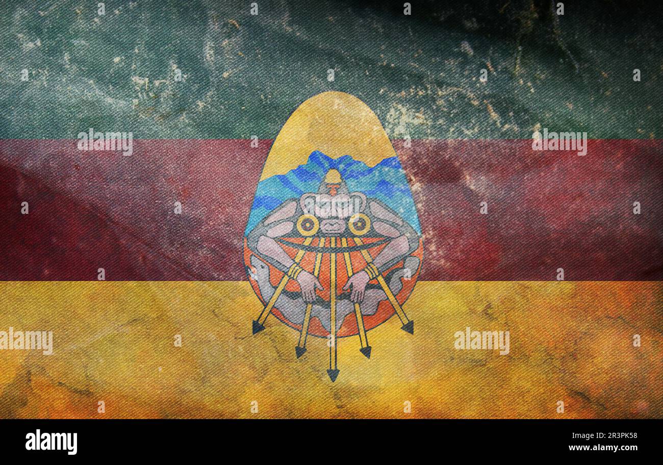 retro flag of Native Mexican peoples Mixe with grunge texture. flag ...