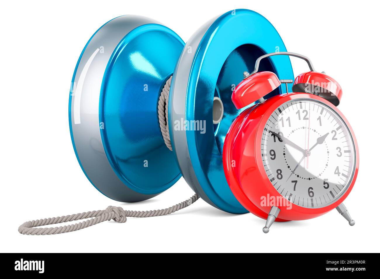 Yo-yo with alarm clock, 3D rendering isolated on white background Stock ...