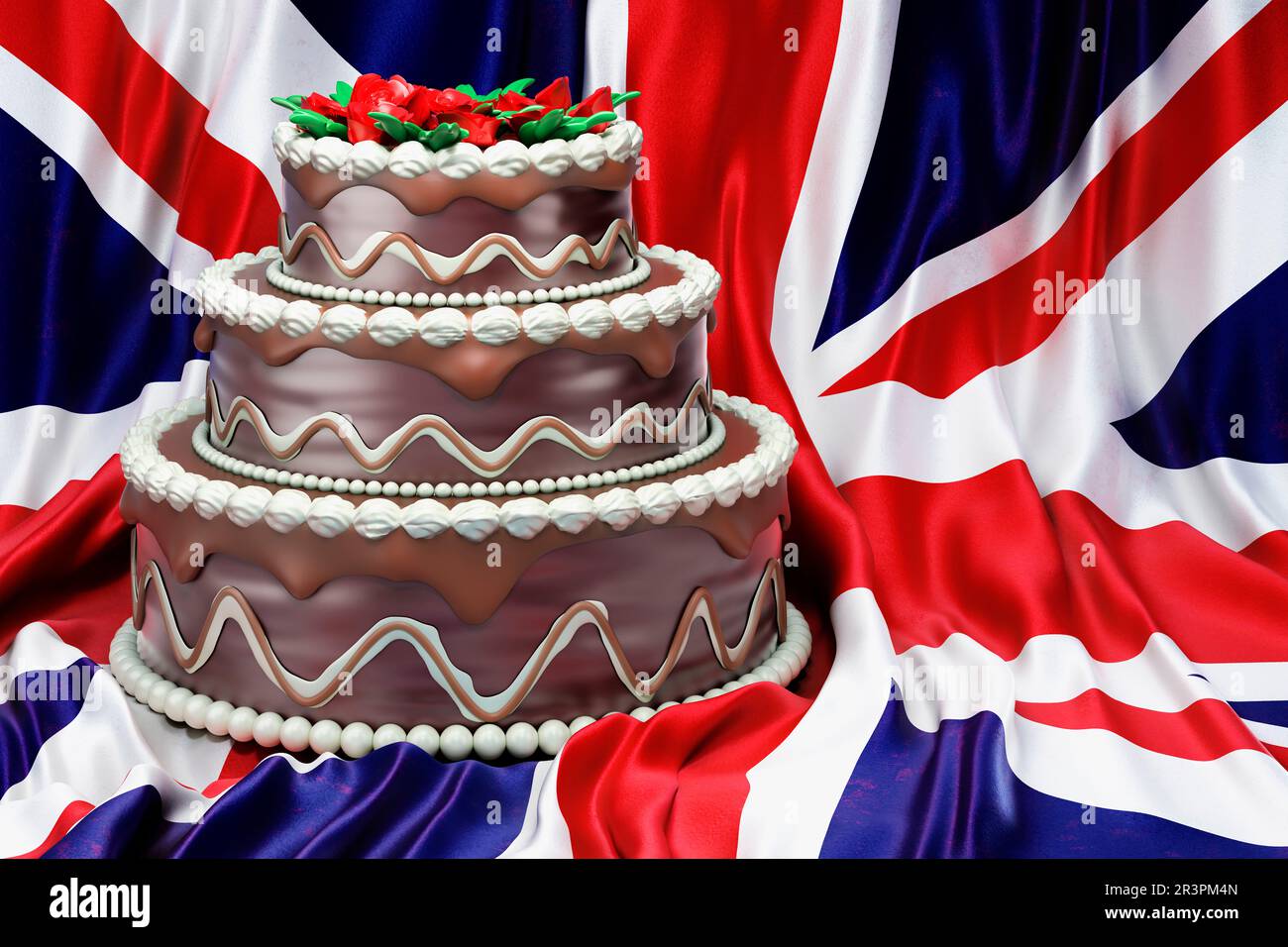 Chocolate cake on the British flag background, 3D rendering Stock Photo ...