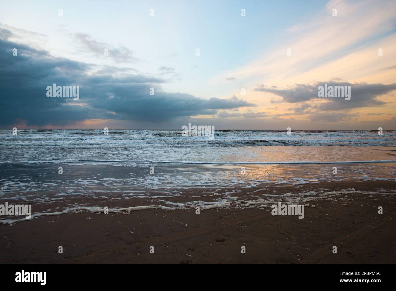 Wadden sea at low tide, North sea beach landscape, coast on Romo island ...