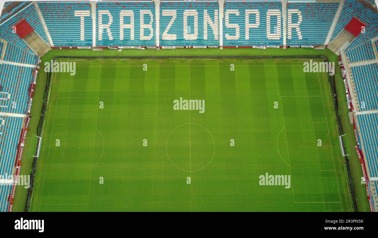 Aerial view of pitch and stands of Trabzonspor Stadium, Senol Gunes ...