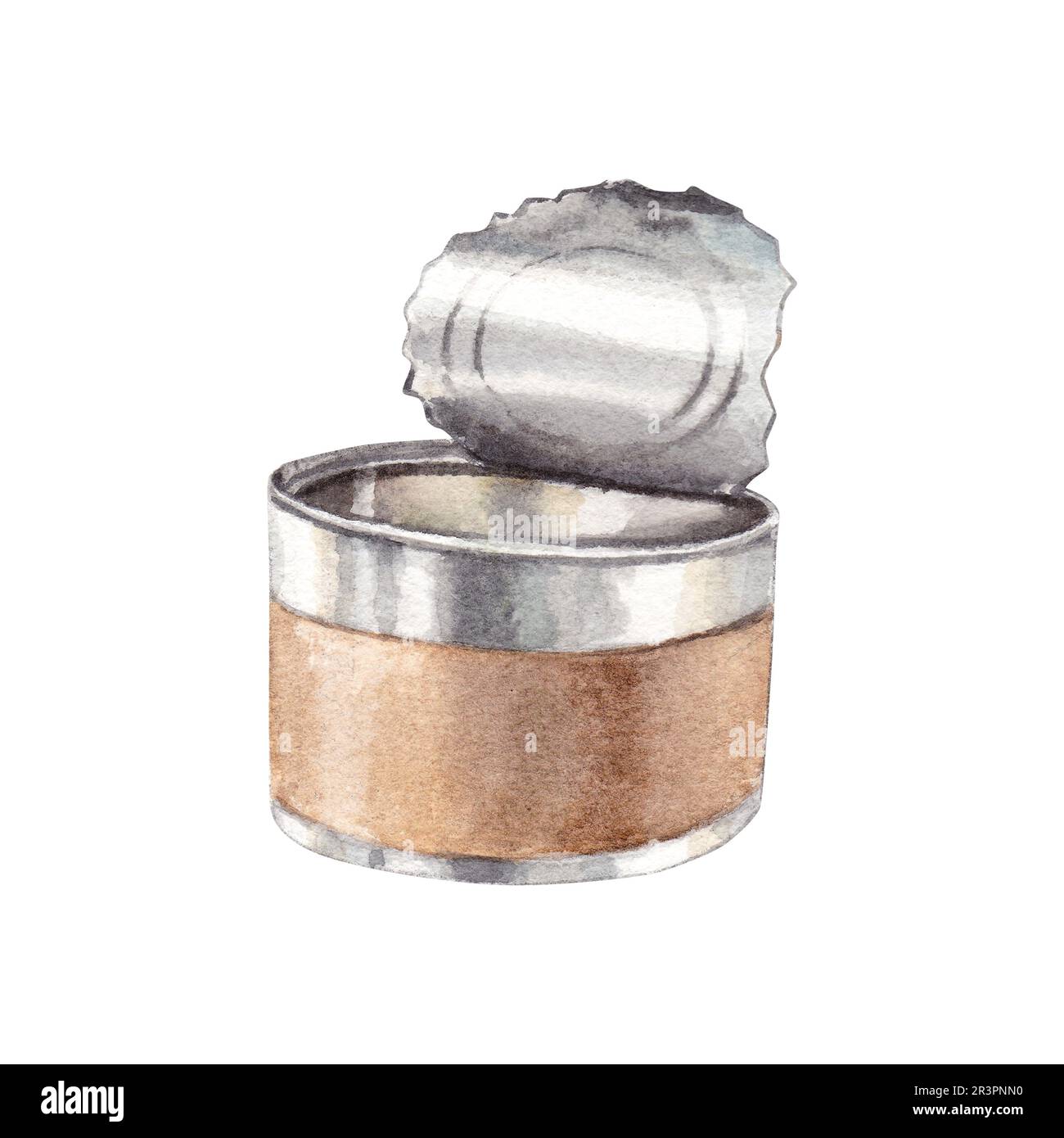 Opened tincan on a white background. Watercolor hand drawn illustration ...