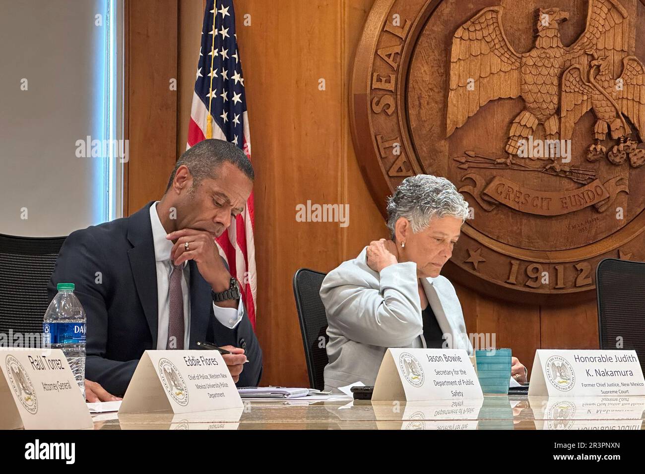 Former New Mexico Supreme Court Justice Judith Nakamura, right, and ...