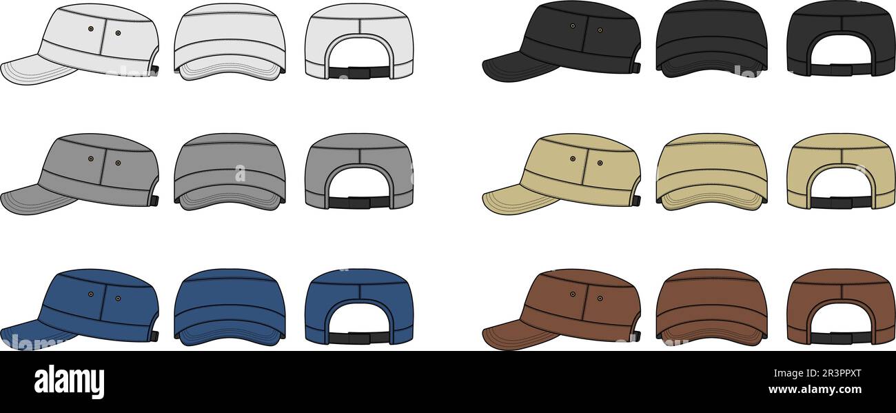 Military cadet cap ( work cap ) vector template illustration set Stock ...