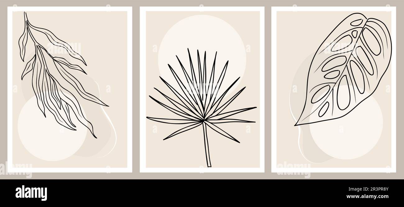 Botanical wall art vector set Japandi art vector Stock Vector Image ...