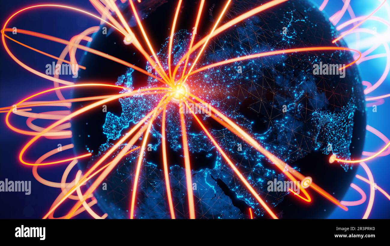 Global connection concept. Planet earth network sphere. 3d rendering ...