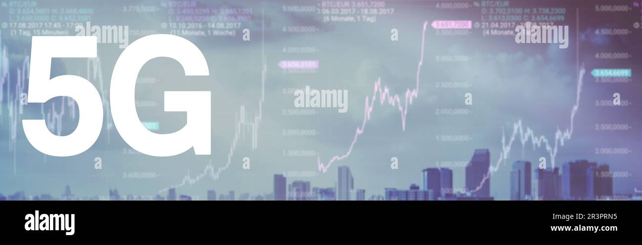 5G Fast speed wireless internet connection and technology concept. 3d ...