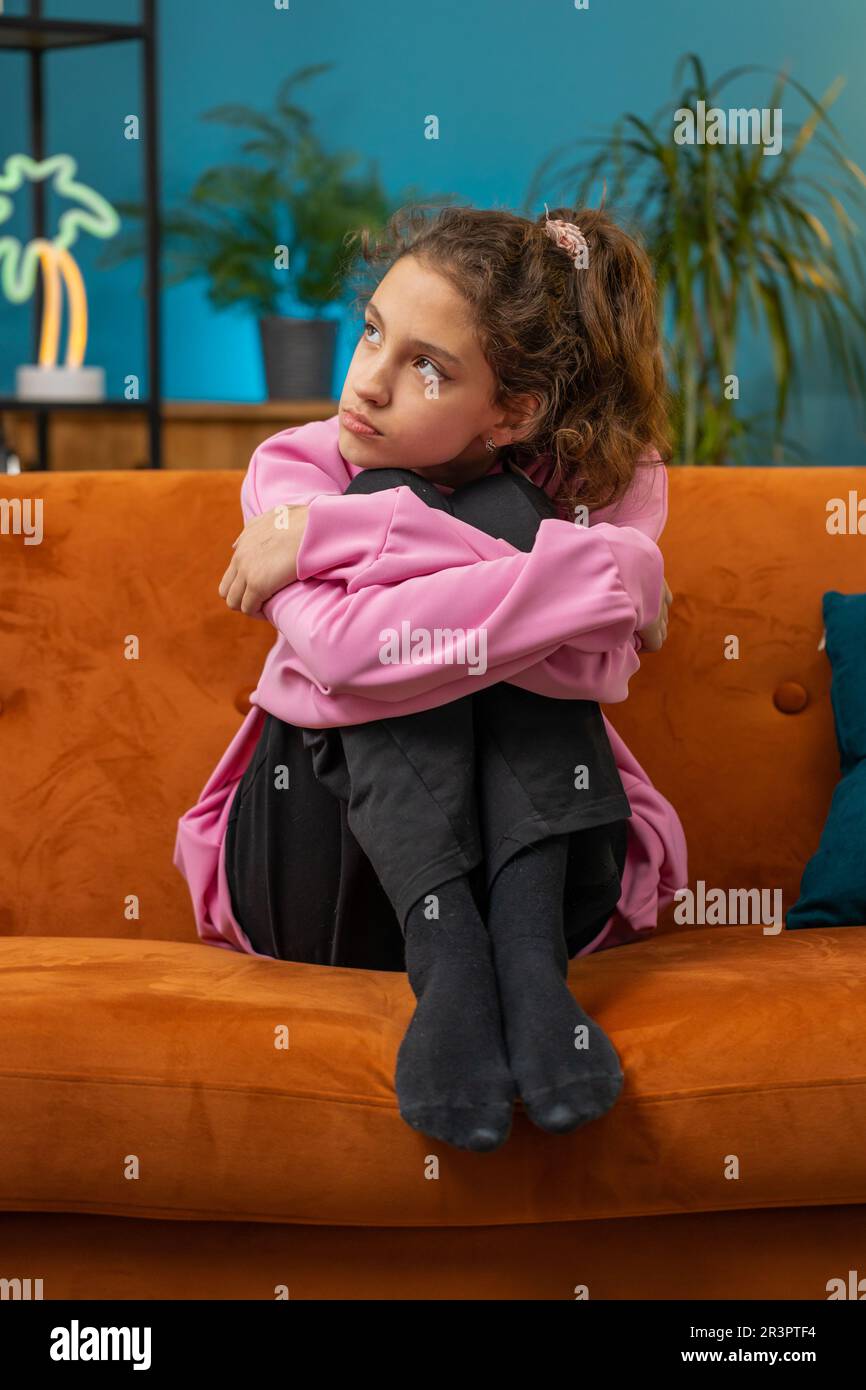 Sad Caucasian preteen girl suffers from unfair situation, unrequited ...