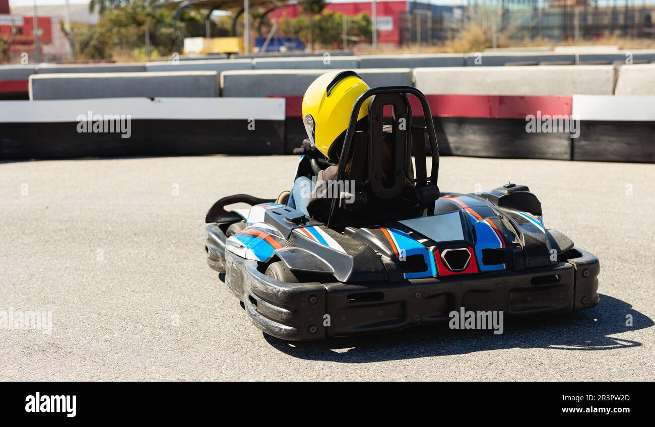 Female driving car for karting Stock Photo - Alamy