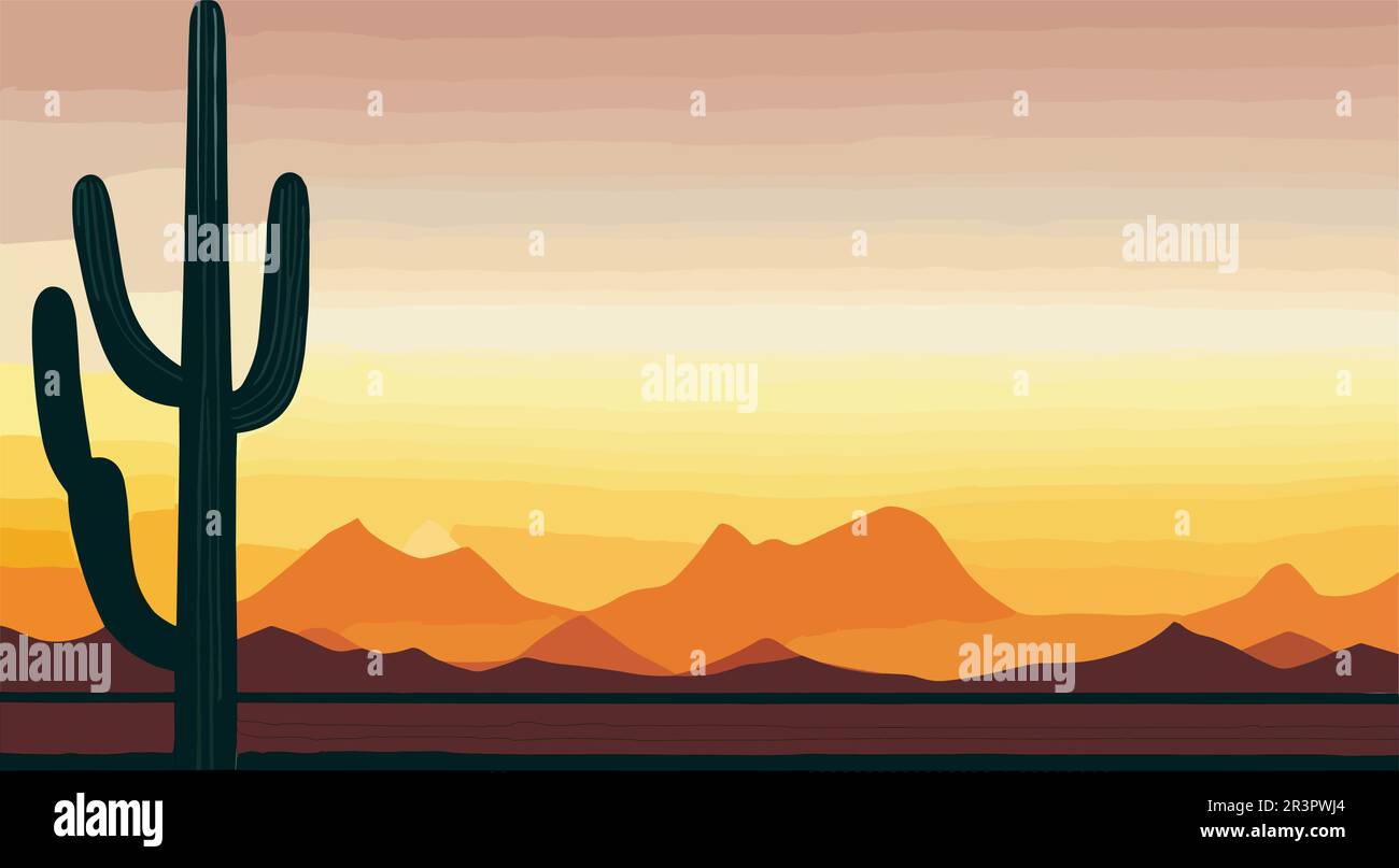 Vibrant desert sunset Stock Vector Images - Alamy