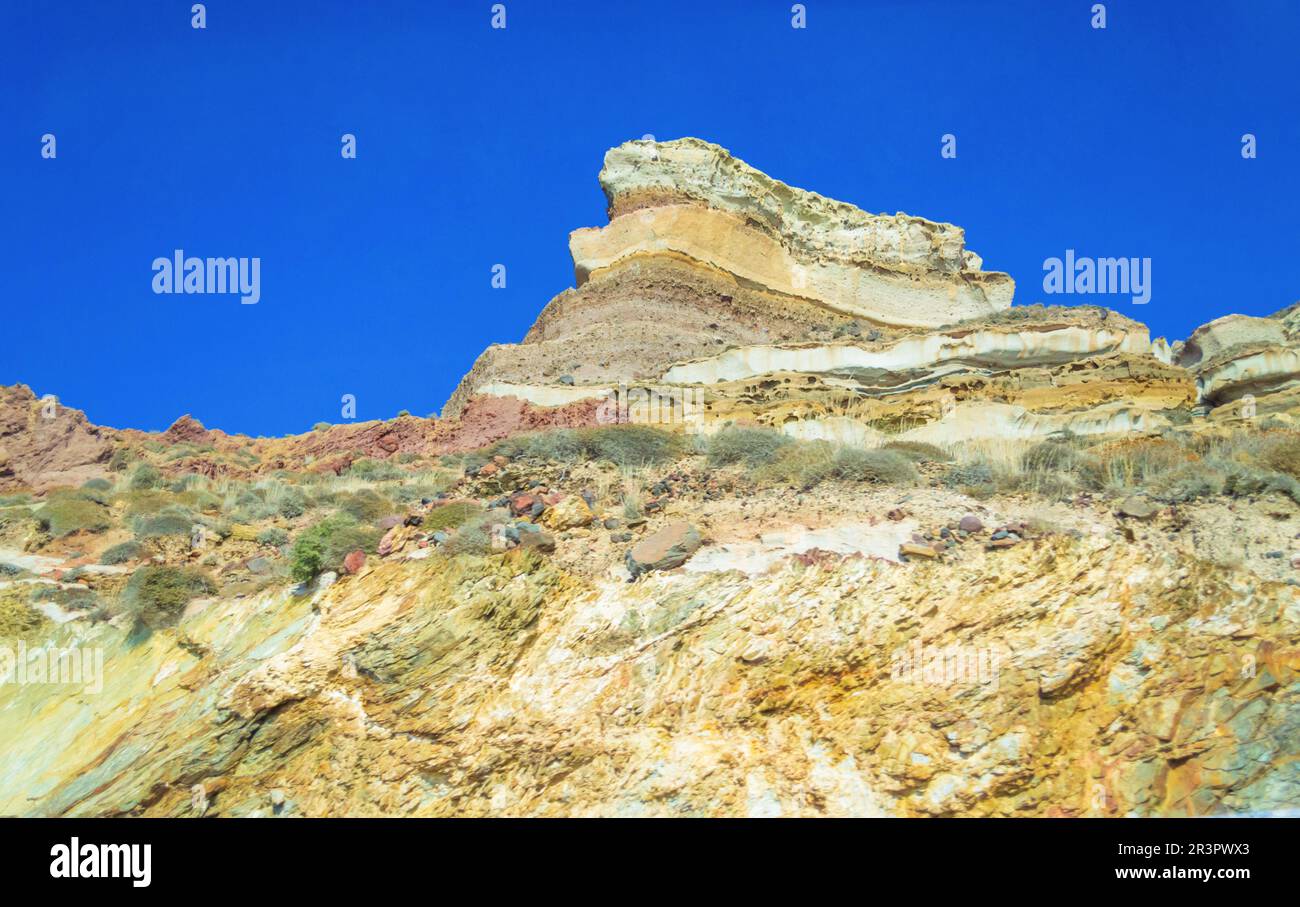 Cliff face of Santorini Caldera Thira island in Aegean Sea,Greece.seen ...