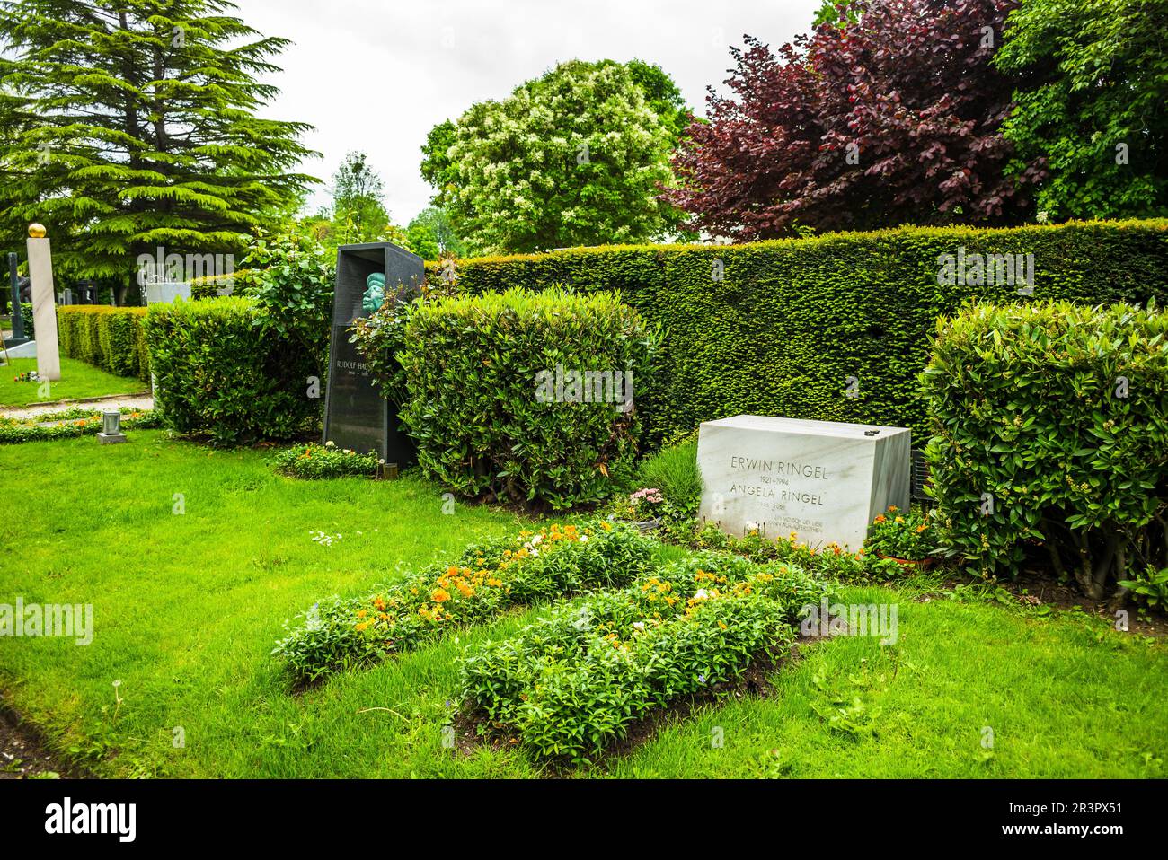 vienna, austria, 19 may 2023, graves of erwin ringel and rudolf hausner ...