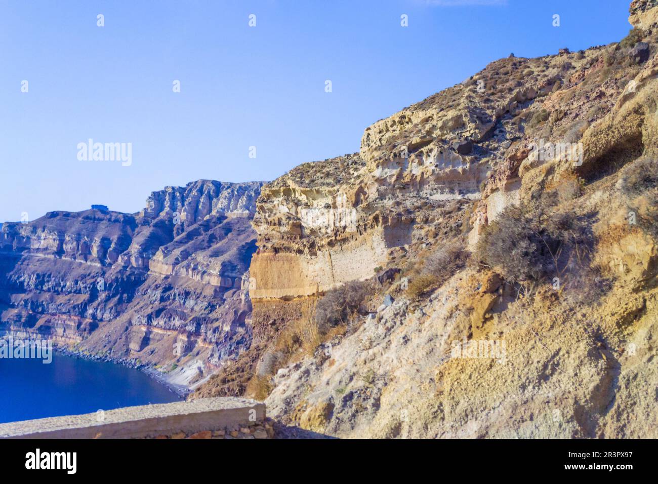 Cliff face of Santorini Caldera Thira island in Aegean Sea,Greece.seen ...