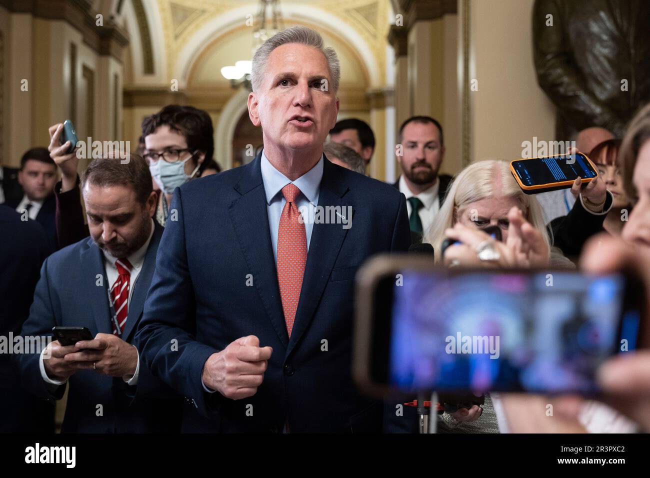 House Speaker Kevin McCarthy (R-Calif.) speaks with reporters after ...
