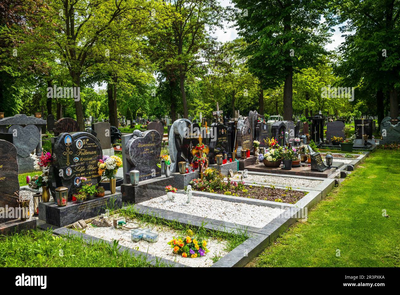 vienna, austria, 19 may 2023, orthodox graves at the central cemetery ...