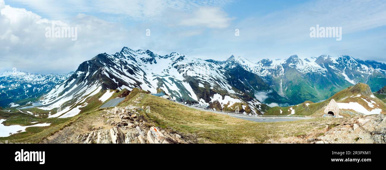 Summer Alps mountain panorama (view from Grossglockner High Alpine Road ...
