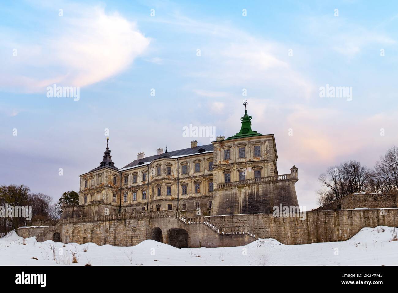 Spring panorama view of old Pidhirtsi Castle (Ukraine, Lvivska Region ...