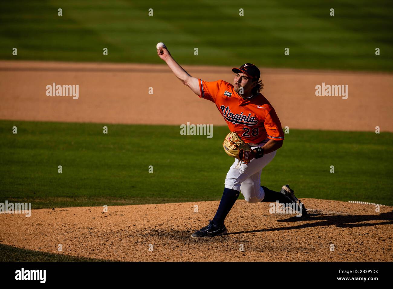 May 24, 2023: Virginia Cavaliers pitcher Nick Parker (28) finishes the ...