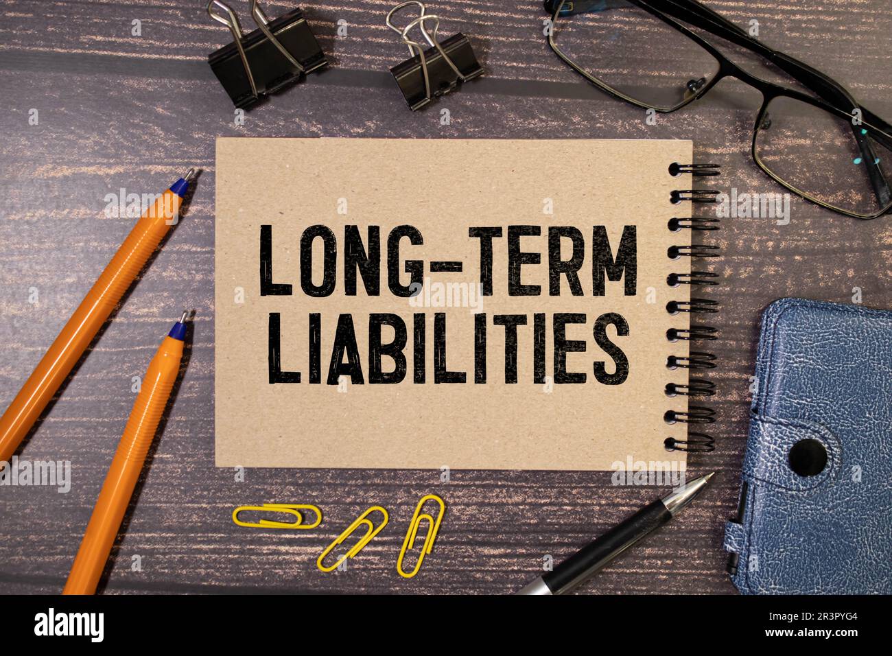 Working Capital. text on white paper, on a yellow backing and colored ...