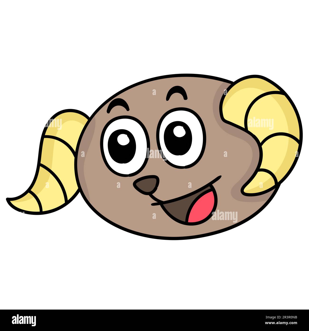 Sheep head emoticon laughing happily, doodle icon image Stock Photo - Alamy