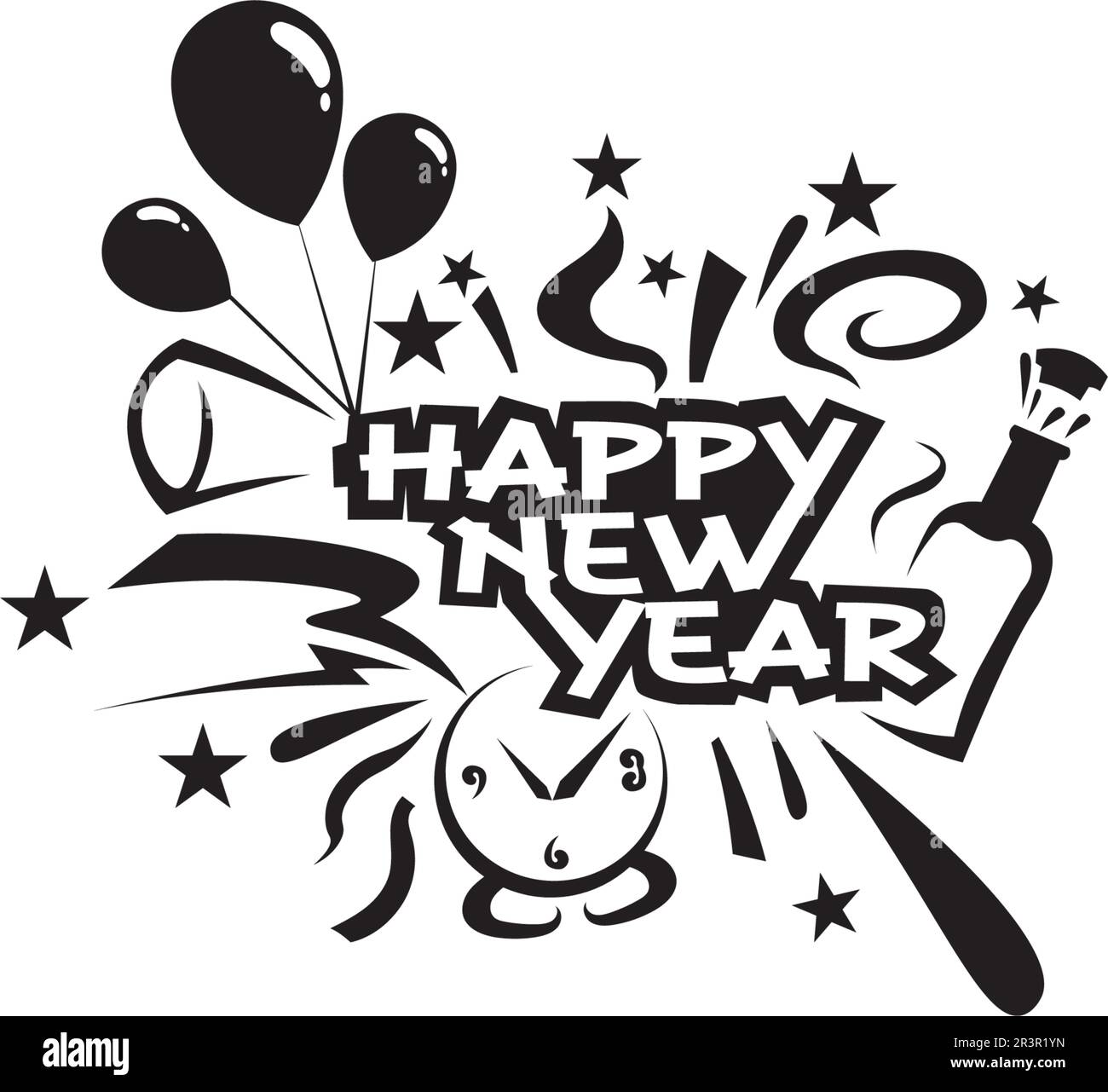 Happy New Year vector design and text Stock Vector Image & Art - Alamy