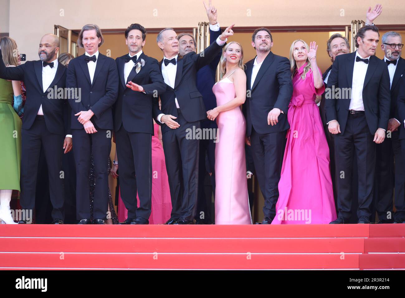 Cannes, France. 23rd May, 2023. Wes Anderson, Adrien Brody, Rita Wilson, Tom Hanks, Scarlett ...