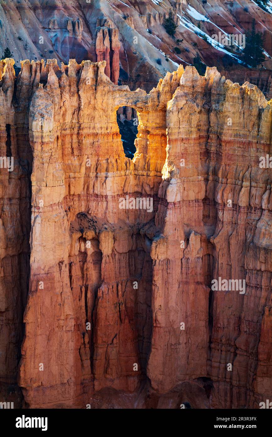 April snow; rock windows; view from Bryce Point; Amphitheater; Bryce ...