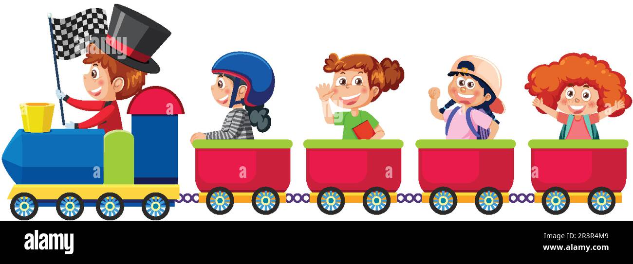 Children on the train isolated illustration Stock Vector Image & Art ...