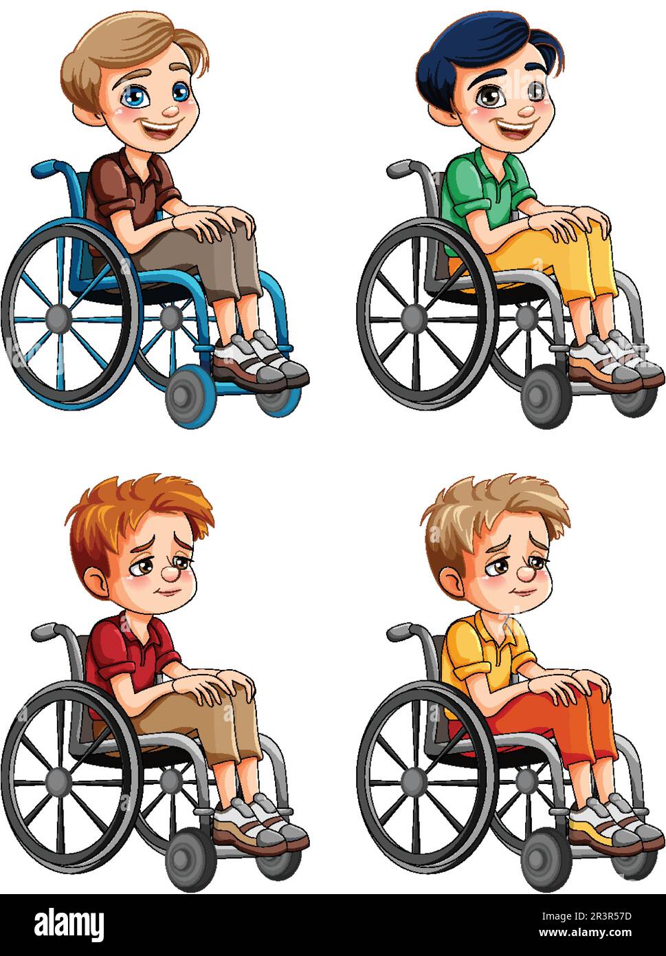 Sad disable man sitting on wheelchair illustration Stock Vector Image ...