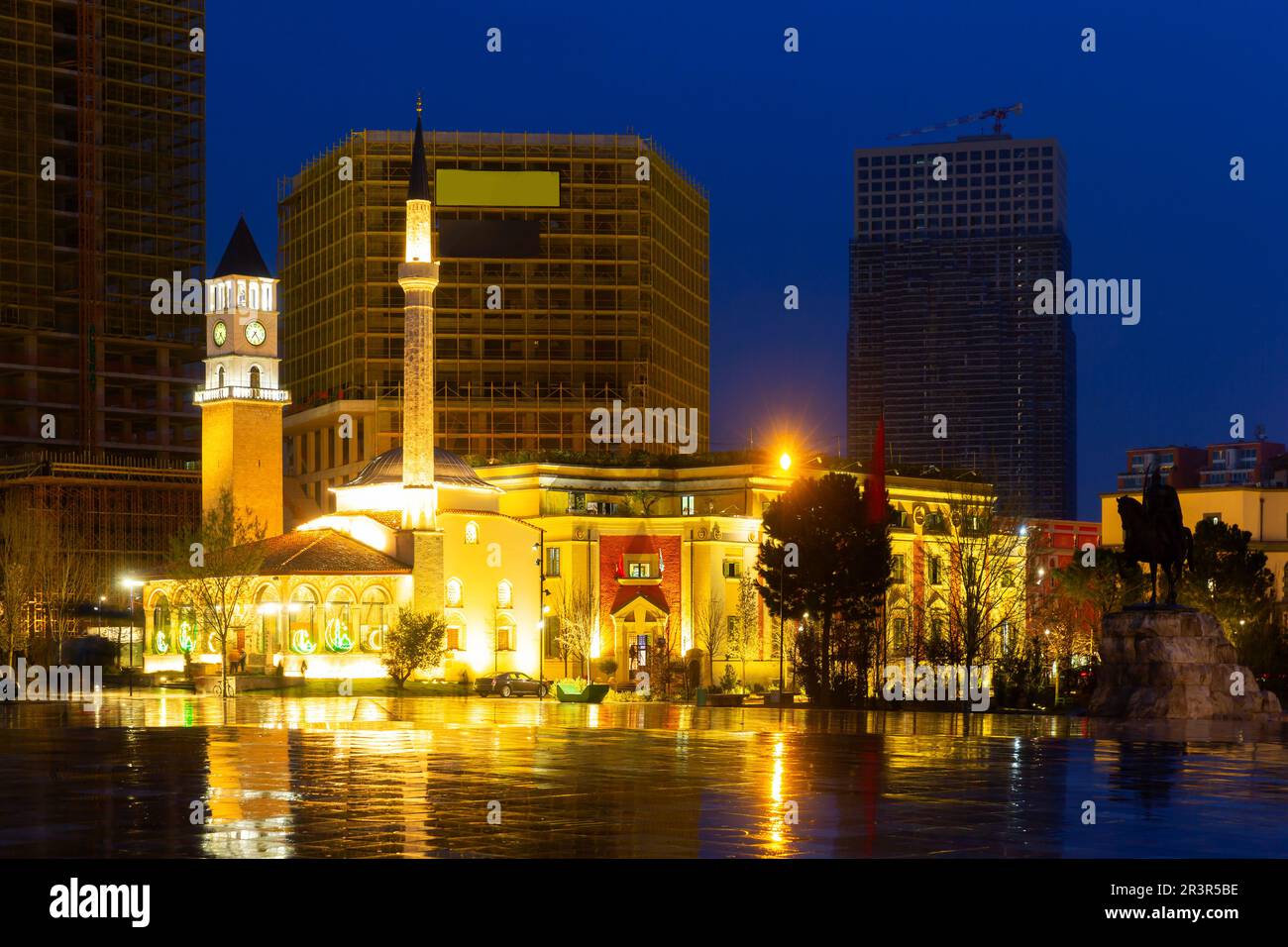 Illuminated view of Ethem Bey Mosque, Albania Stock Photo - Alamy