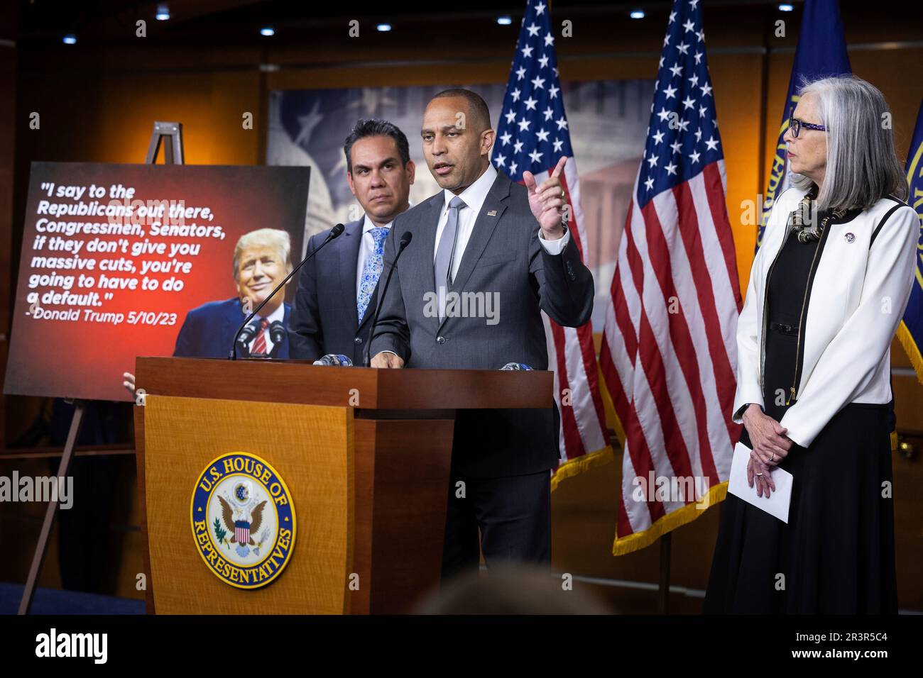 House Minority Leader Hakeem Jeffries (D-N.Y.) speaks alongside Reps ...