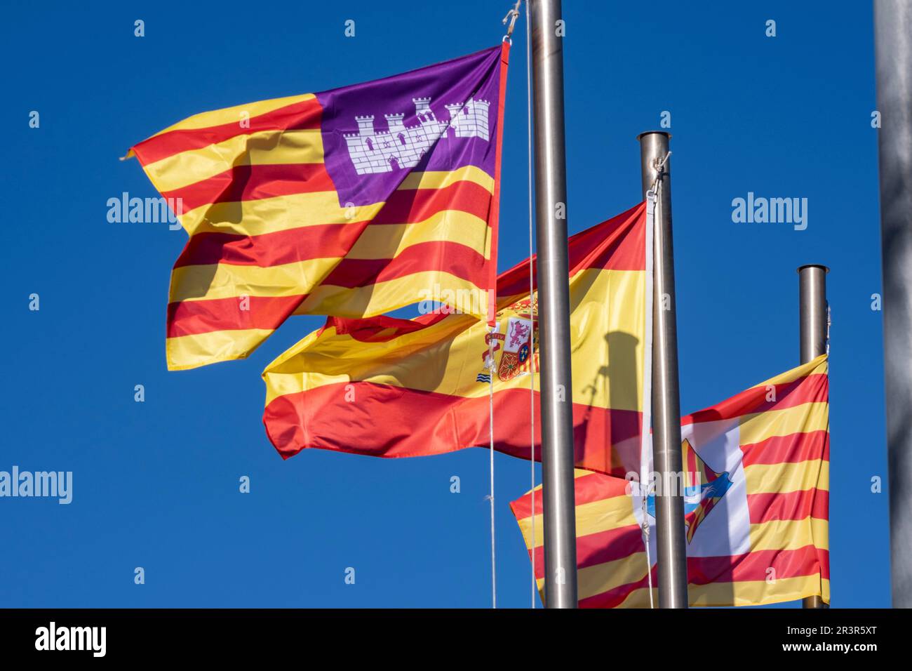 flags of the people, the community and the country, Inca, Mallorca ...