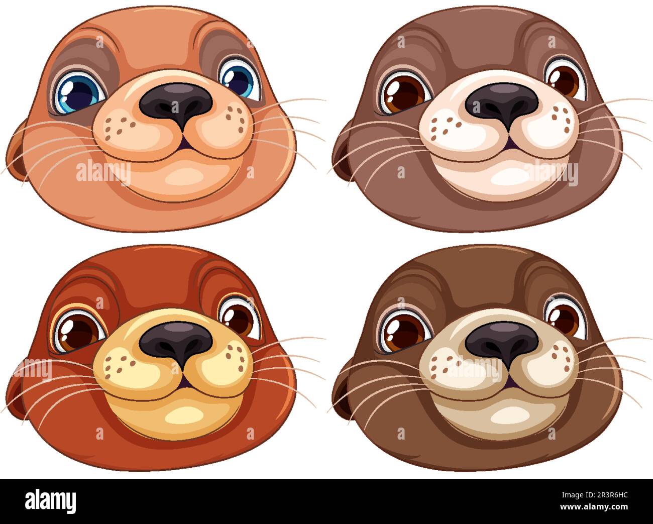 Cute otter cartoon character set illustration Stock Vector Image & Art ...