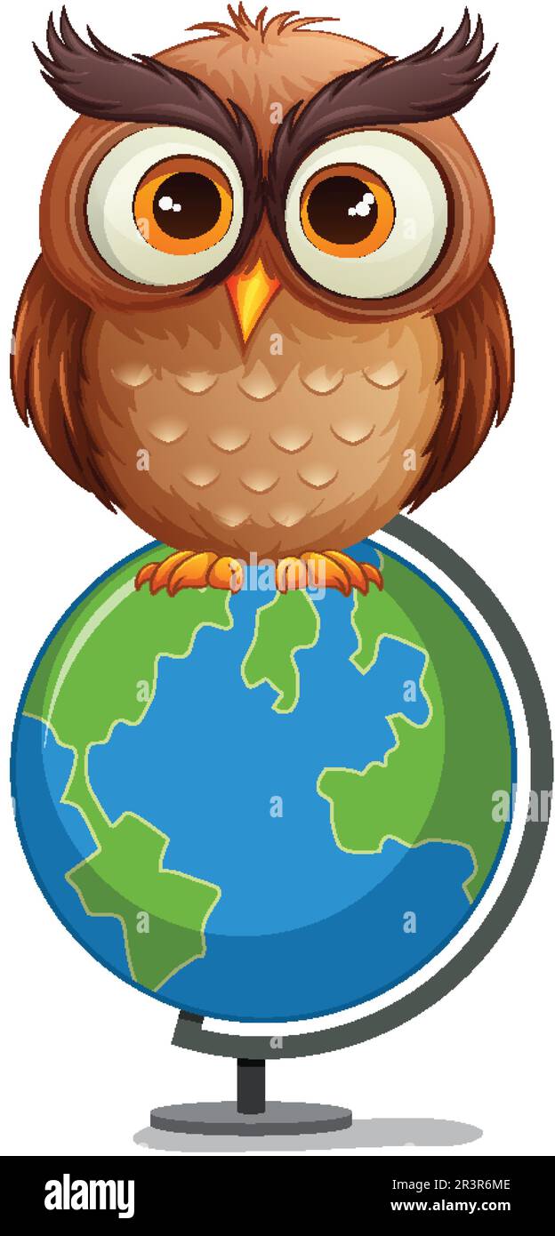 Wise Owl Standing with Globe illustration Stock Vector Image & Art - Alamy