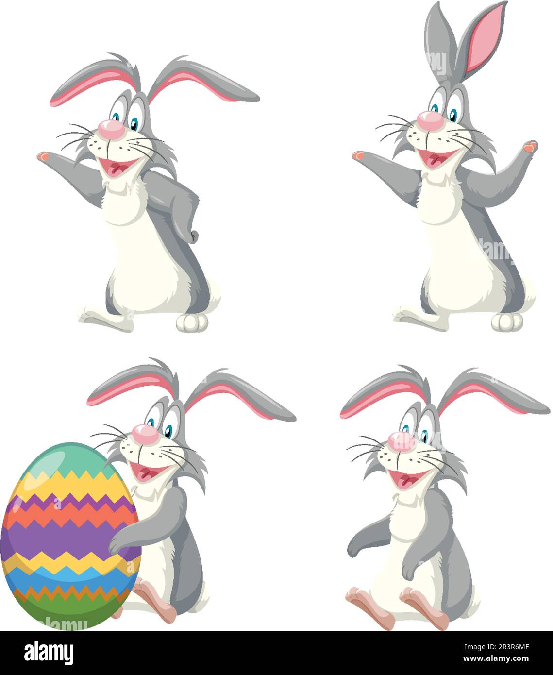 Set of rabbit cartoon in different pose illustration Stock Vector Image ...