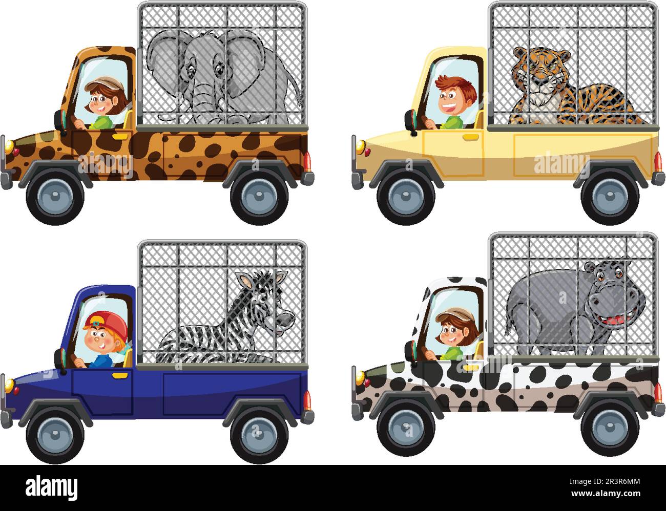 Set of zoo staff transport animal illustration Stock Vector Image & Art ...