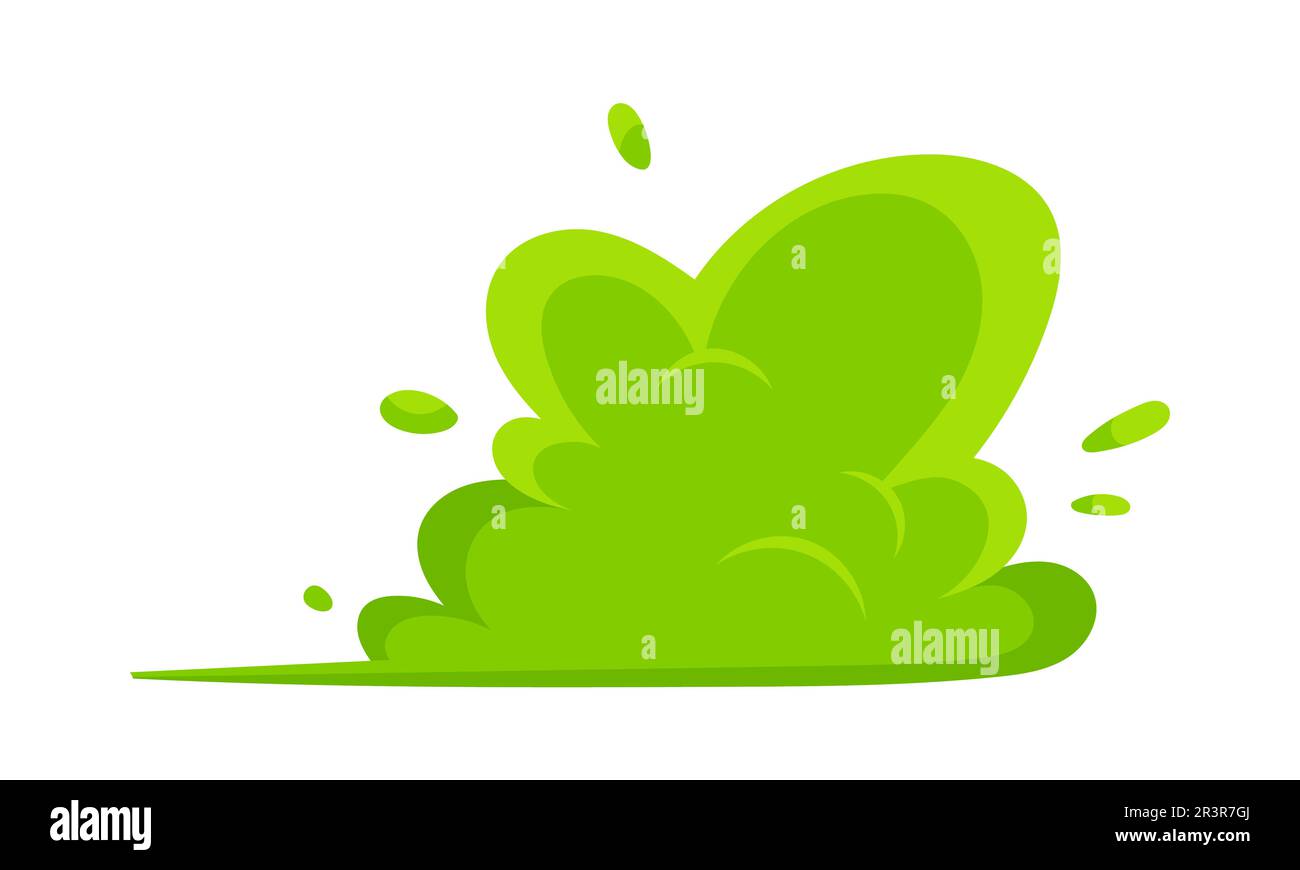 Smelling green cartoon smoke or fart clouds flat style design vector ...