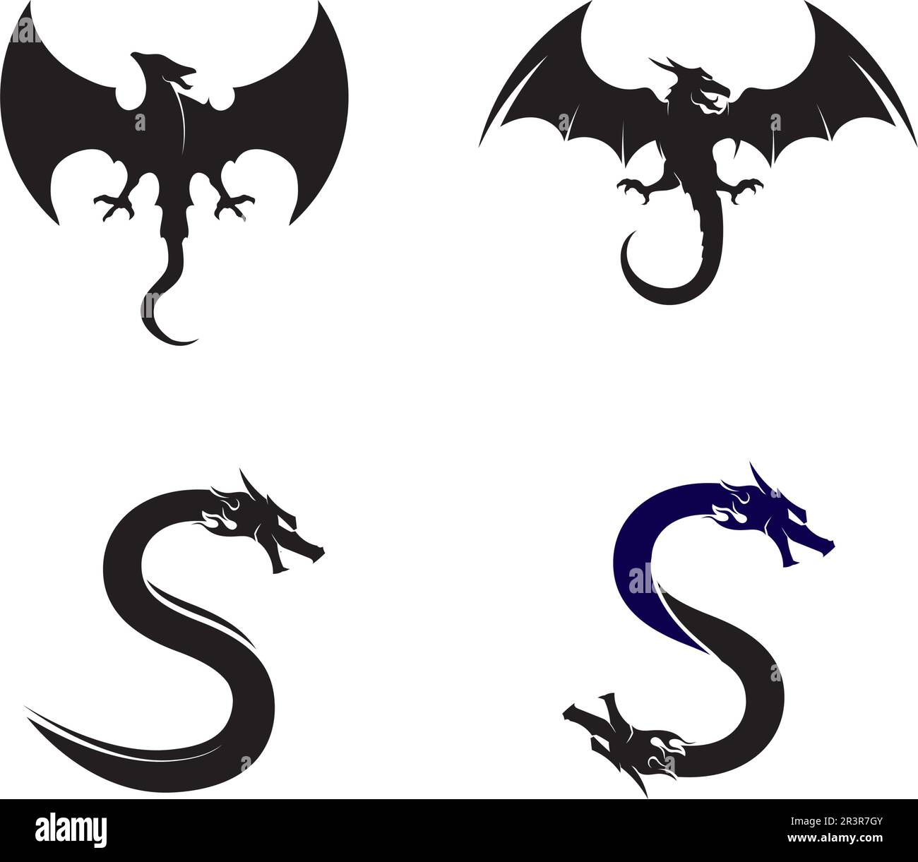 Head dragon flat color logo template vector illustration Stock Vector ...
