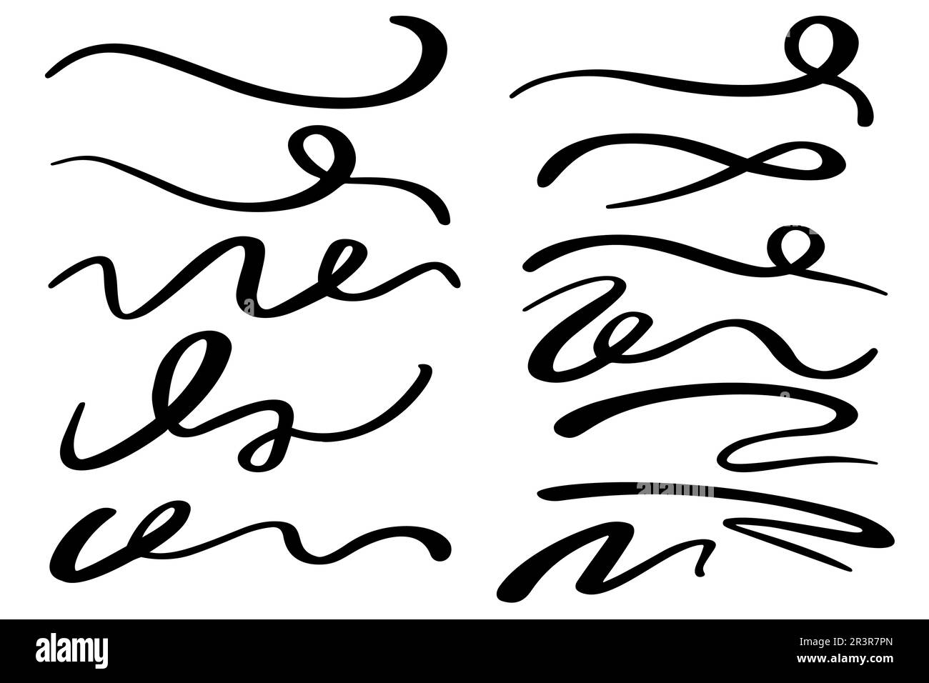 Swashes swoops and swishes calligraphy signs. Underlines hand drawn ...