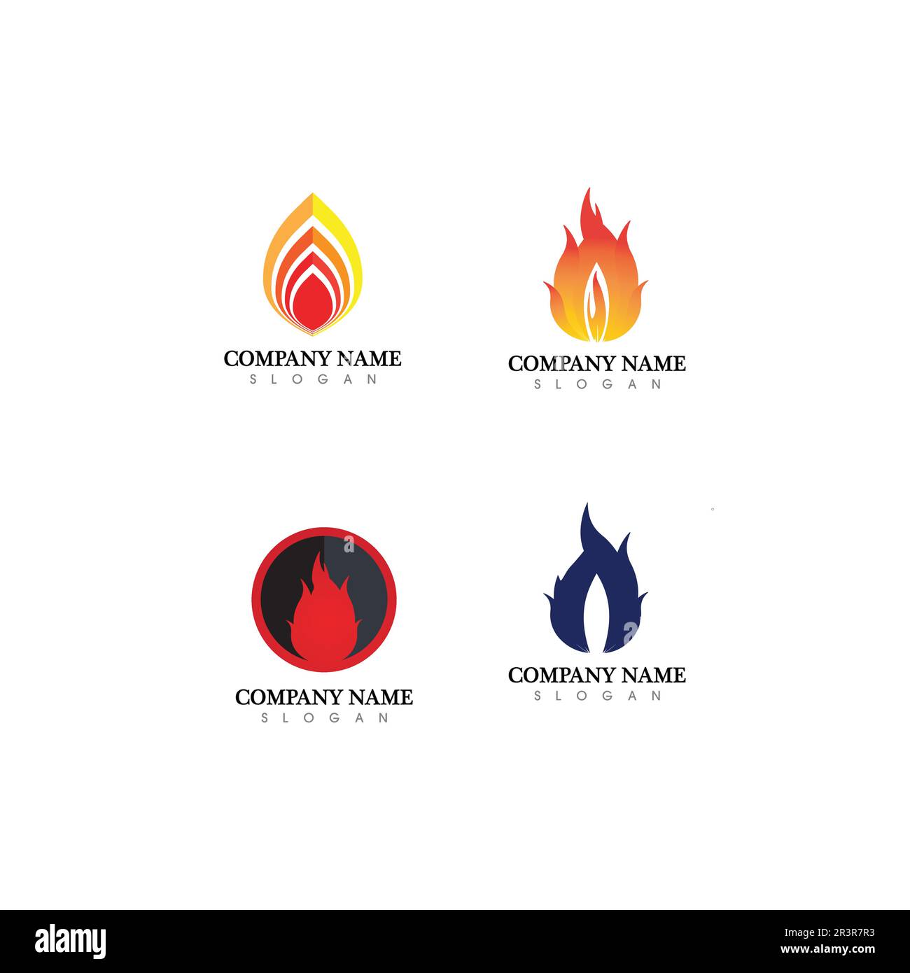 fire flat logo and flame set vector icon, hot flaming element Vector ...