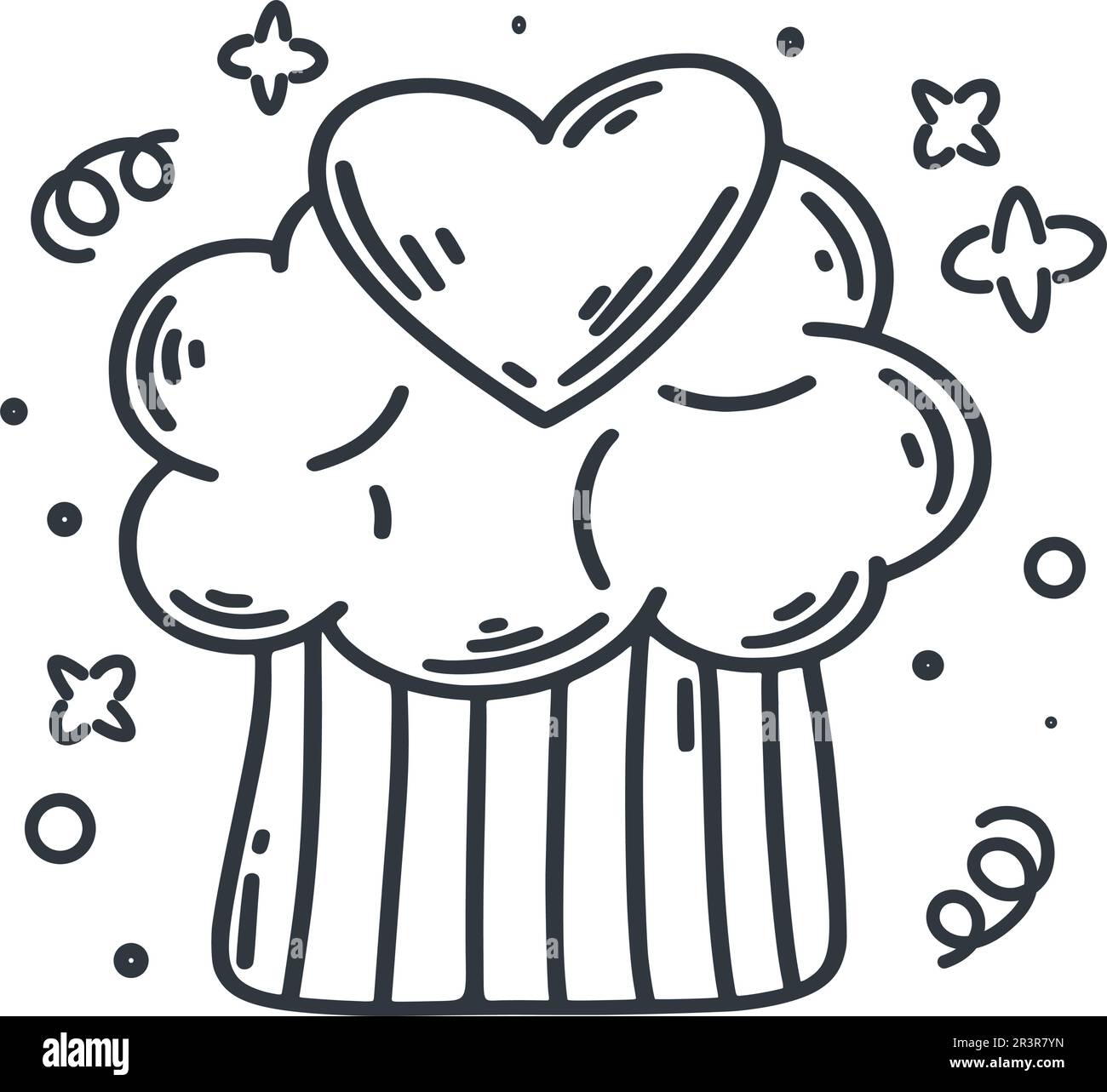 Cute cupcake with heart doodle style Stock Vector Image & Art - Alamy
