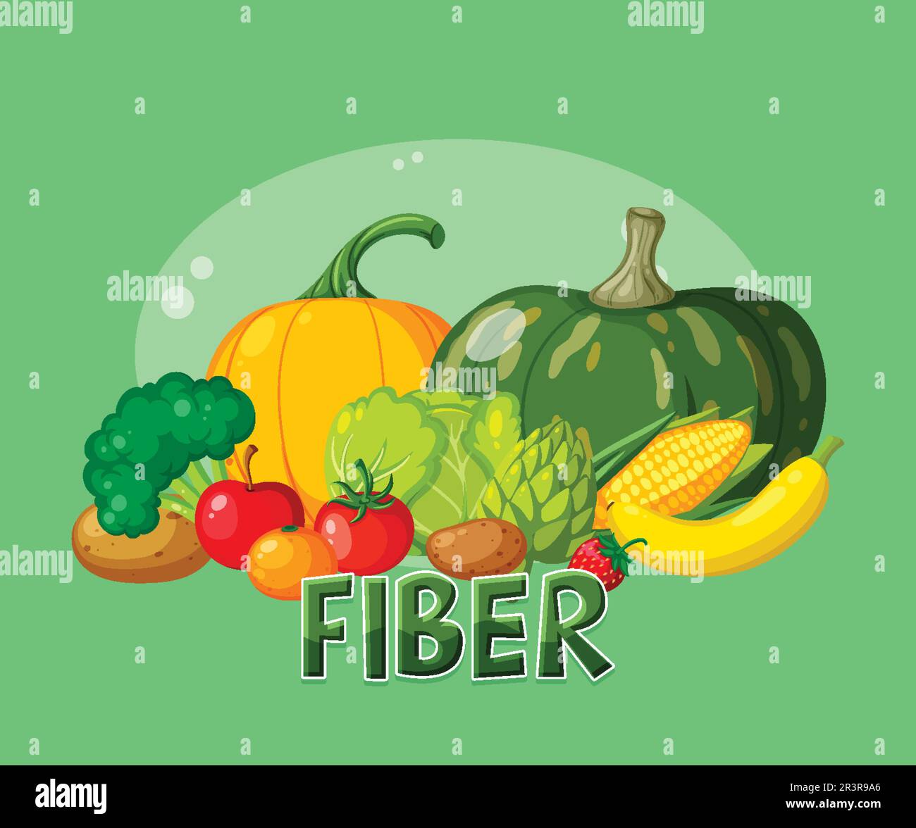 Vegetables and fruits fiber foods group illustration Stock Vector Image ...
