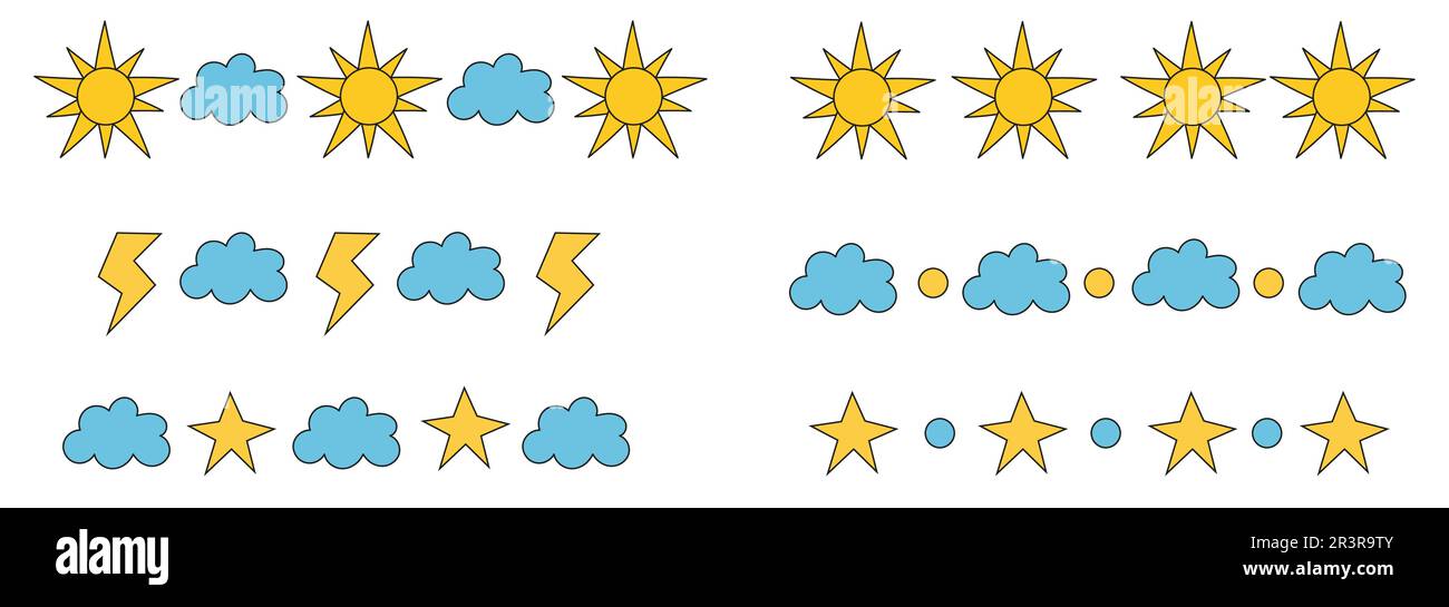 Doodle dividers weather. Vector ornaments and garlands with decorative ...