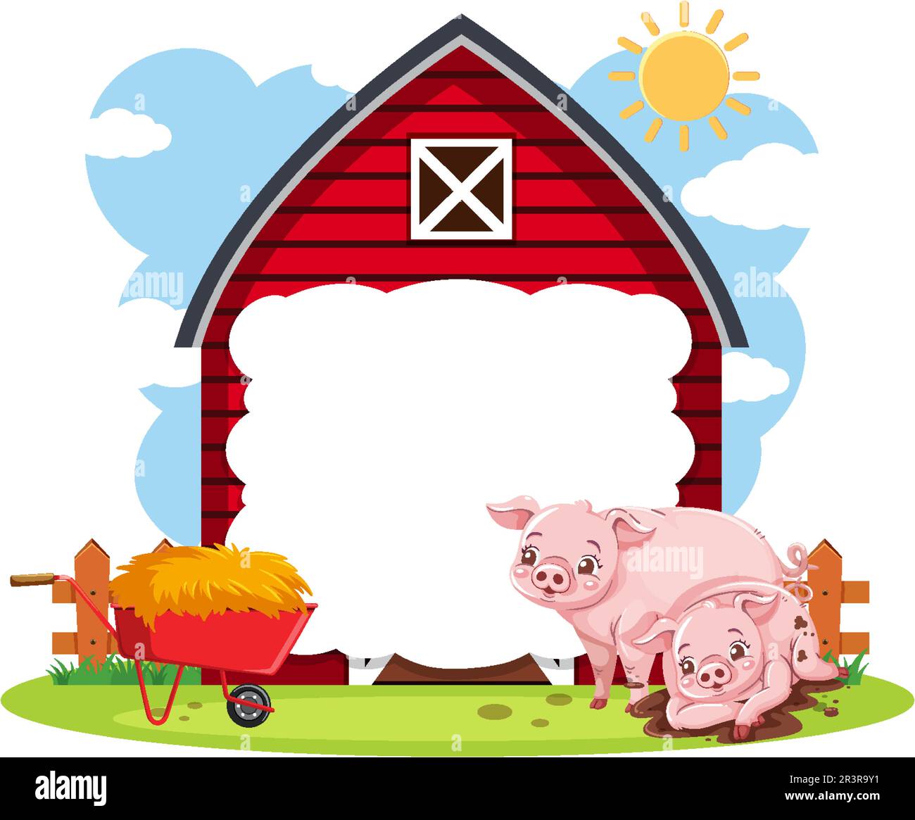 Cute Pig with Barn Template illustration Stock Vector Image & Art - Alamy