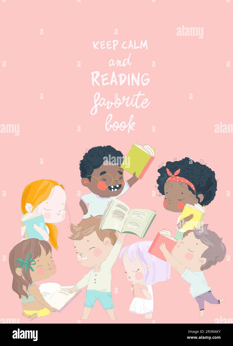 Happy Kids reading Books and studying Together Stock Vector Image & Art ...