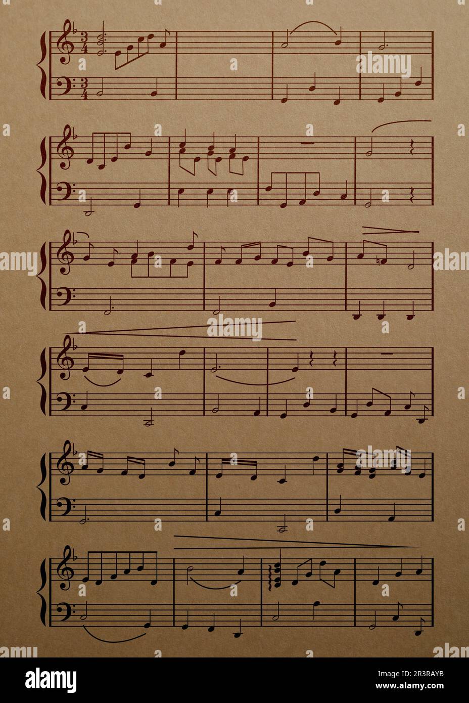 Sheet music. Different musical symbols combined into composition Stock ...