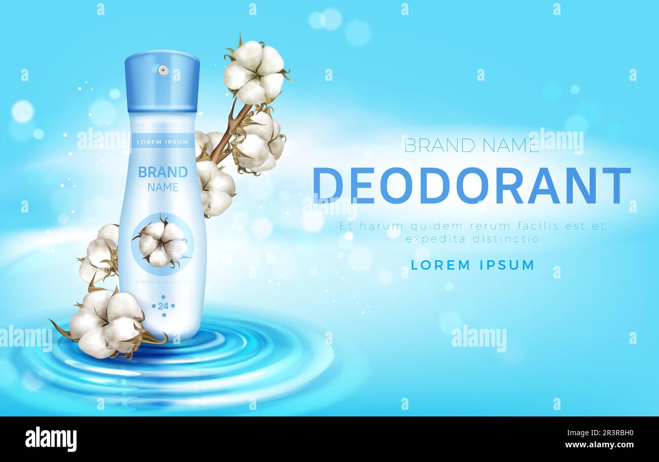 Cotton deodorant antiperspirant spray bottle mock up banner. Natural ...