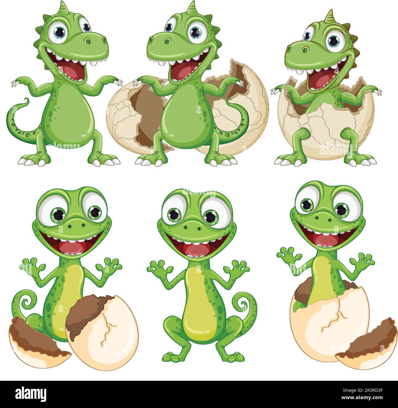 Little Dinosaur Monster Hatching from Egg illustration Stock Vector ...