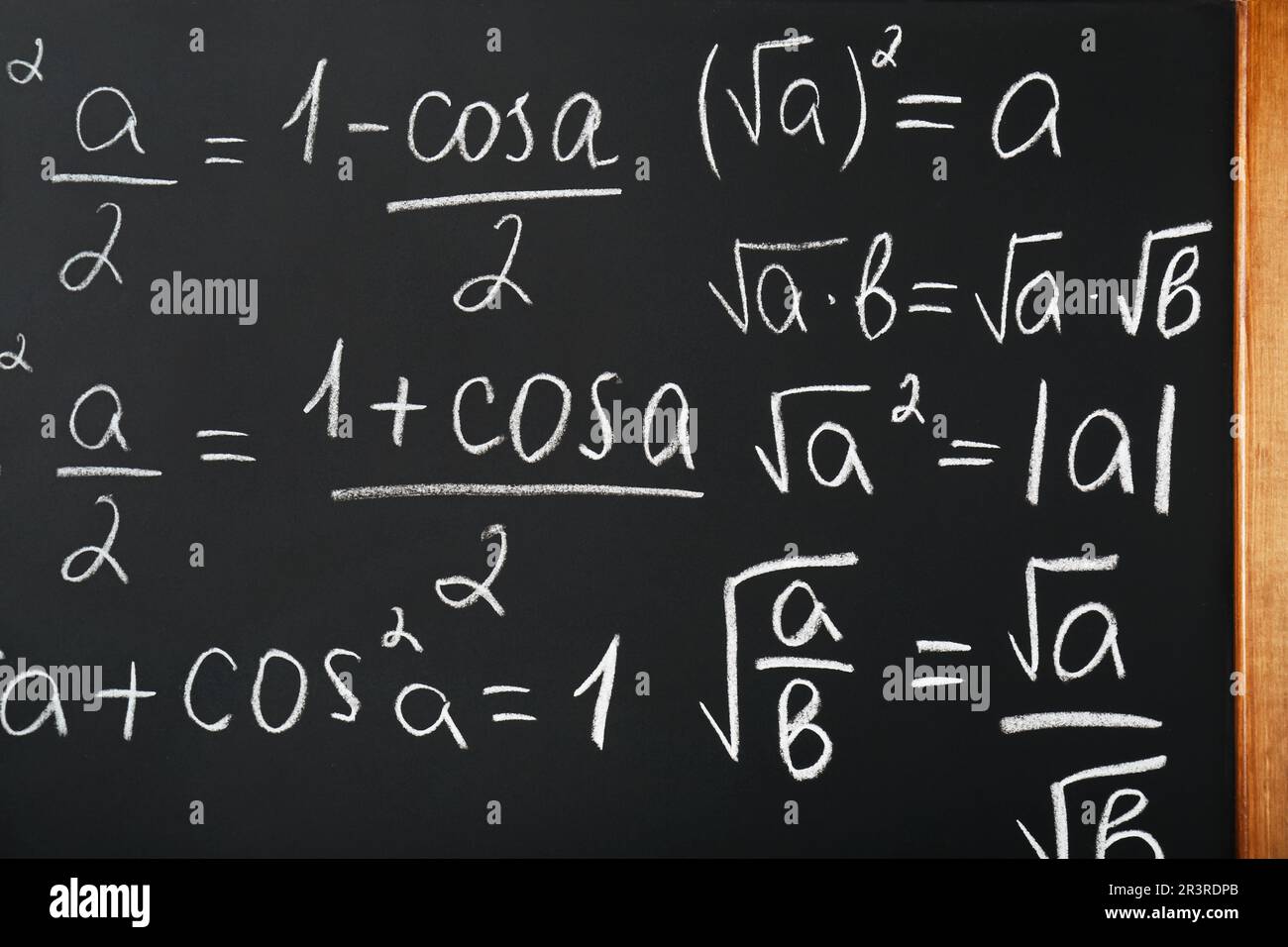 Different mathematical formulas written with chalk on blackboard Stock ...
