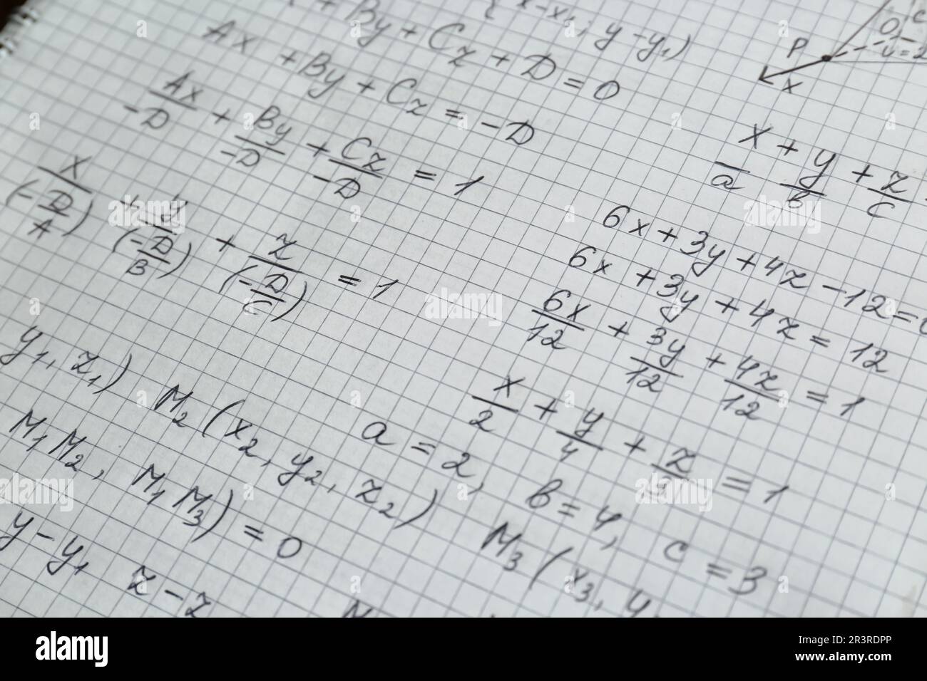Sheet of paper with different mathematical formulas, closeup Stock ...